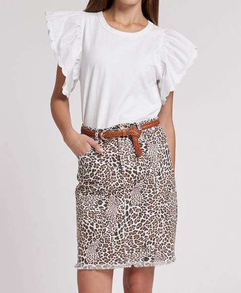 Tyler Boe | Skirts | New Tyler Boe Twill Frayed Skirt In Leopard Print ...